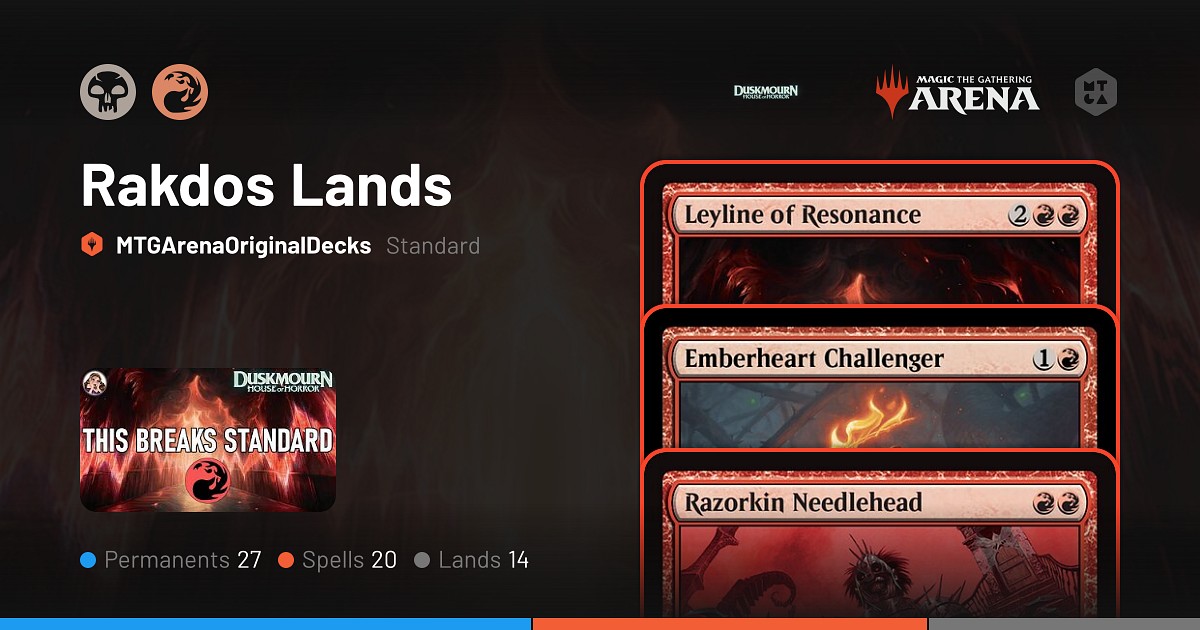 Standard Rakdos Lands Deck by MTGArenaOriginalDecks • MTG Arena Decks
