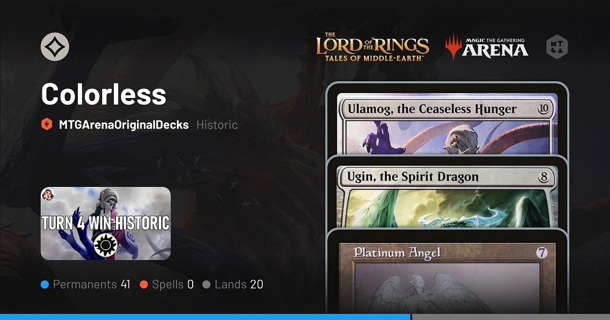 Historic Colorless Deck by MTGArenaOriginalDecks • MTG Arena Decks