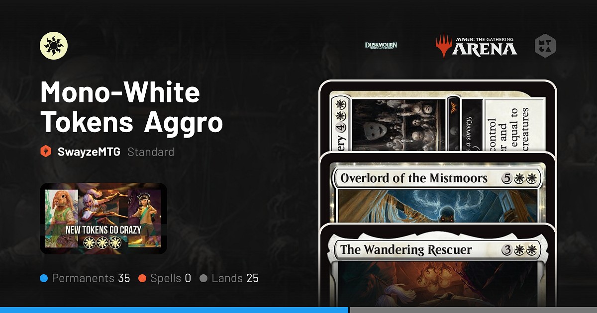 Standard Mono-White Tokens Aggro Deck by SwayzeMTG • MTG Arena Decks